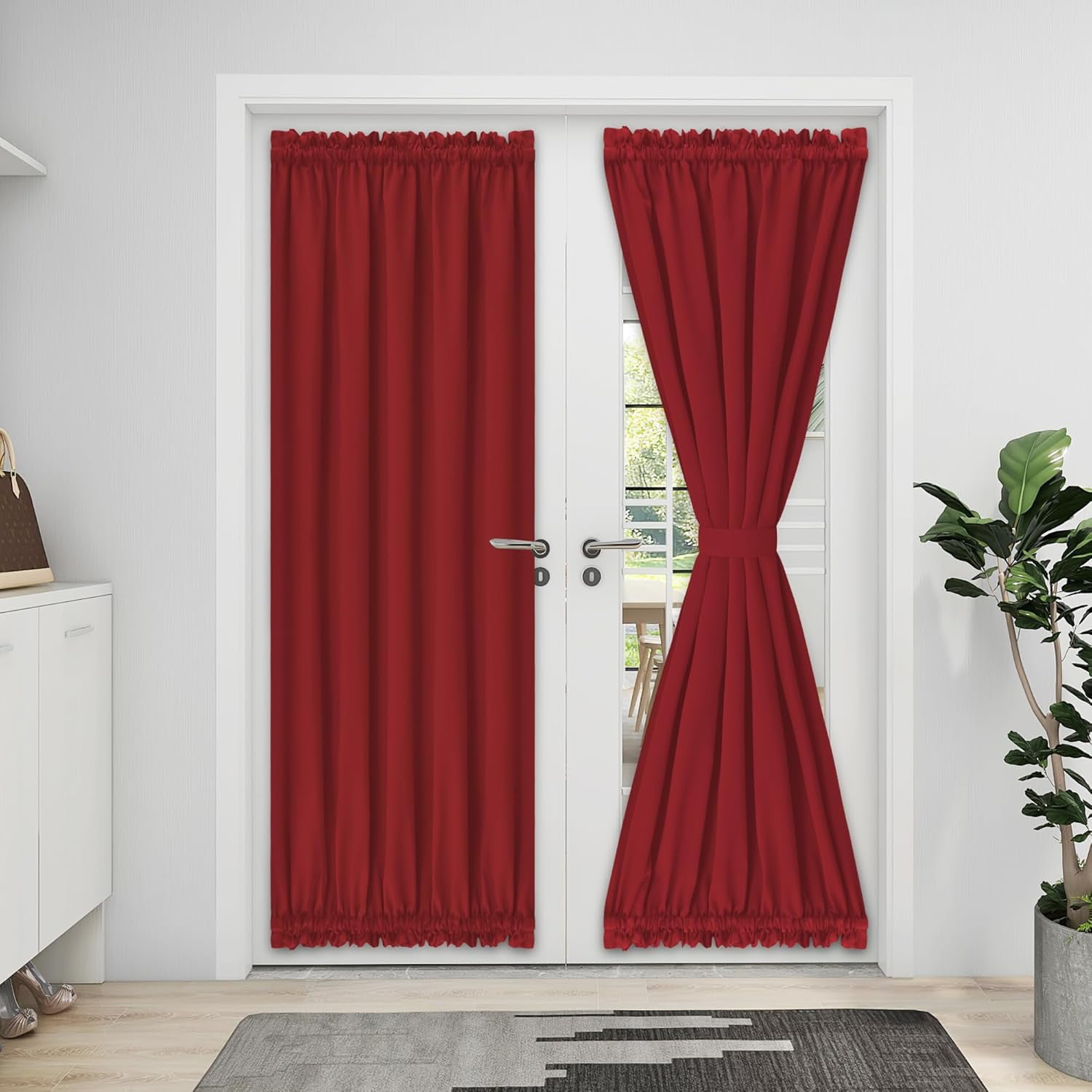 Blackout Door Curtains, Rod Pocket Privacy Light Filtering Sidelight ...