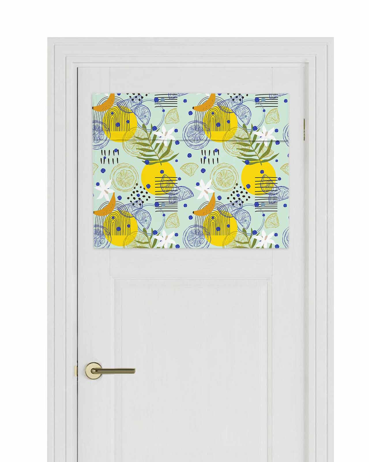 Blackout Door Curtains for Door Window Summer Hand Drawn Yellow Lemons ...