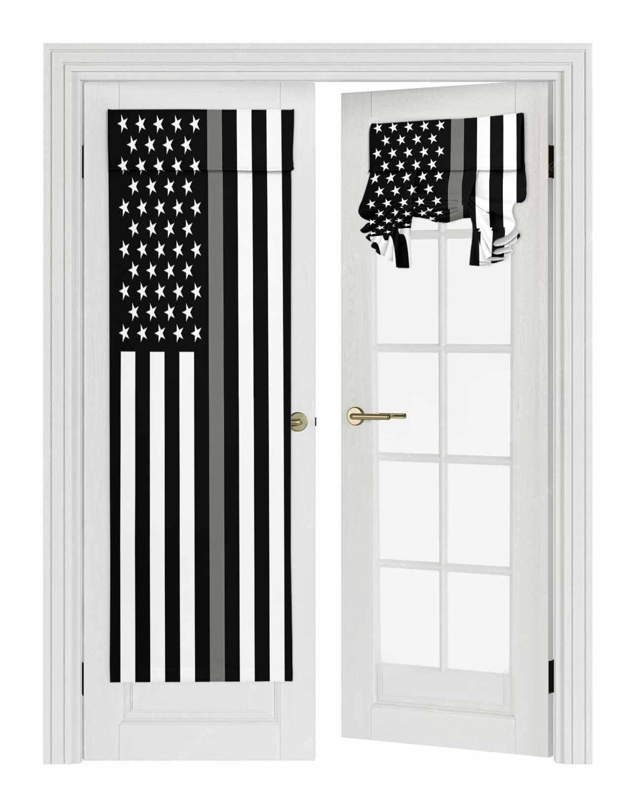 Blackout Door Curtains for Door Window Thin Gray Line Law Enforcement ...
