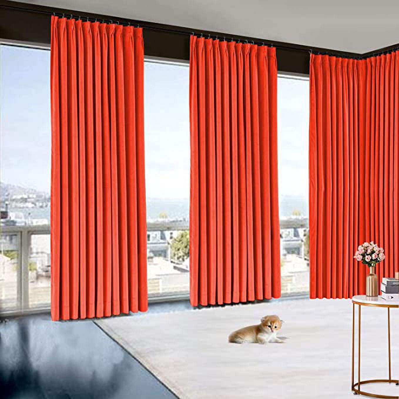 Blackout Double Double Pinch Pleat Curtain Panel Brick Red 50"W x 156"L ...