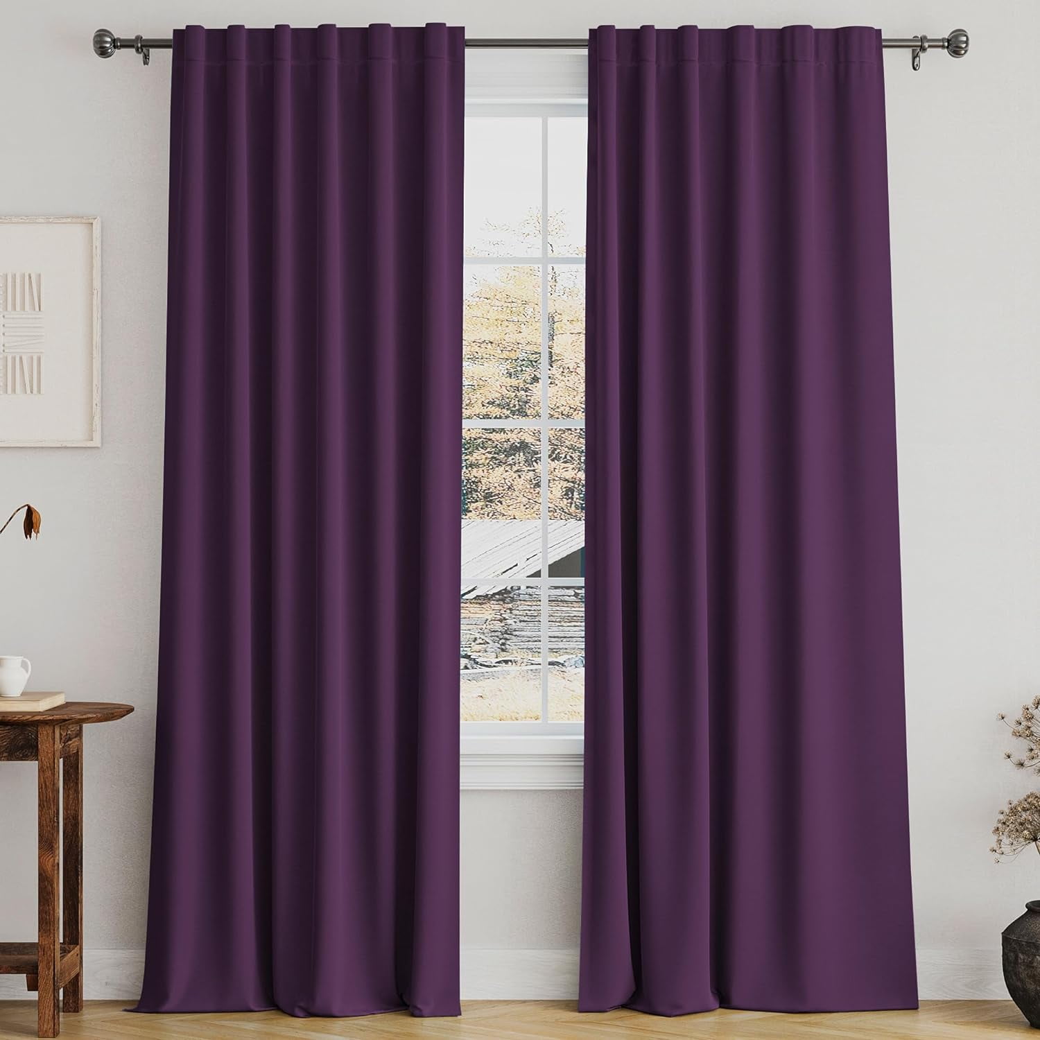 Blackout Draperies and Window Treatment - Purple Curtain with Back Tab ...
