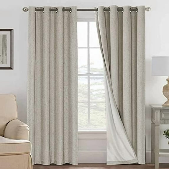Blackout Drapes Linen Blackout Curtains 84 inch Length 2 Panels Set ...
