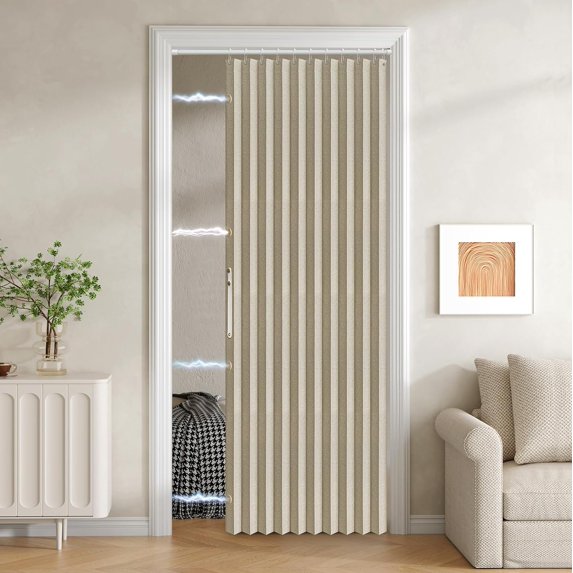 Blackout Fabric Folding Door Curtain with Magnetic Closure - Accordion ...