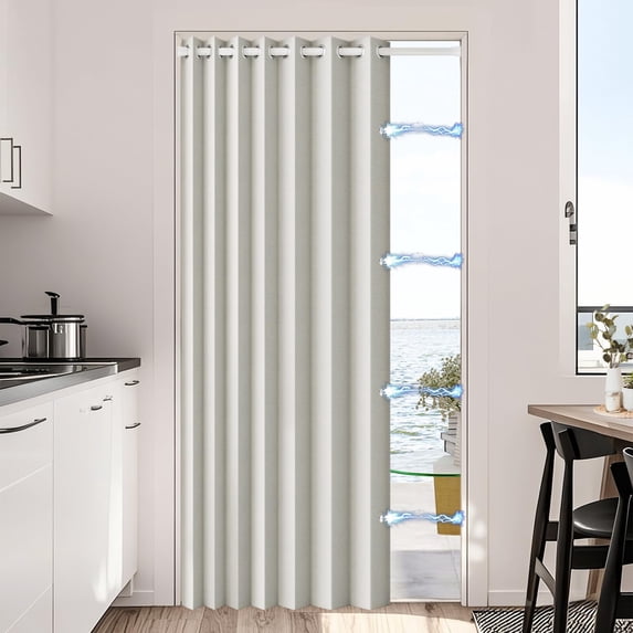 Blackout Faux Linen Curta72 Inch Long Cream White Accordion Style Sun ...
