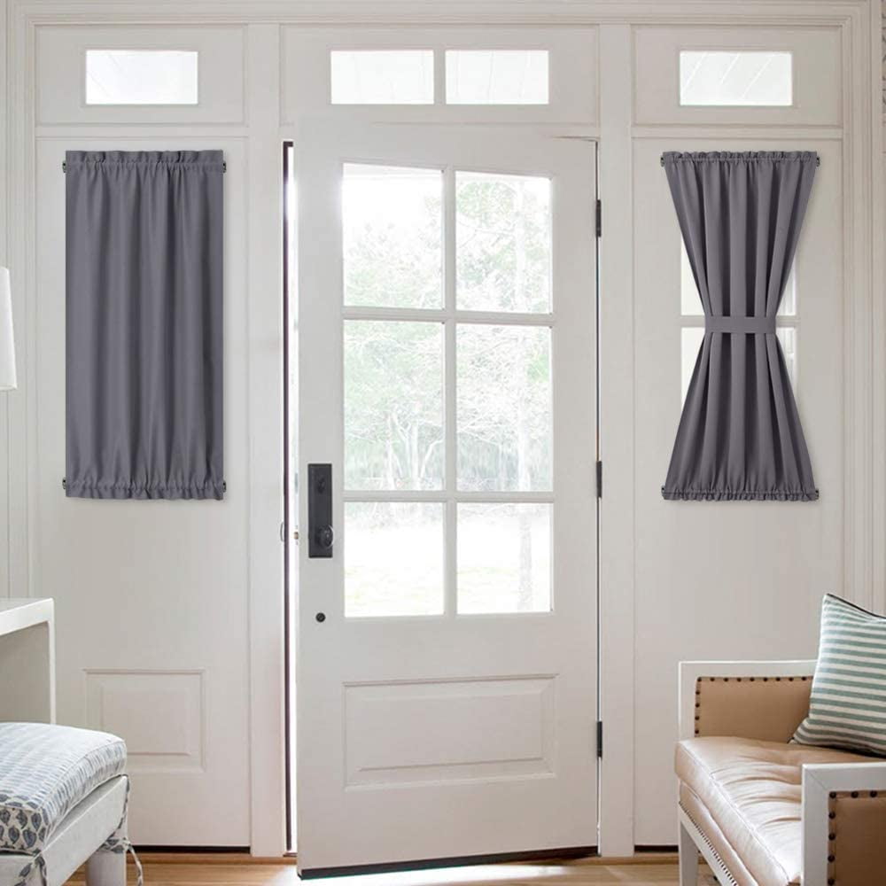 Blackout Front Door Curtain, Grey Curtains Thermal Insulated Sidelight ...