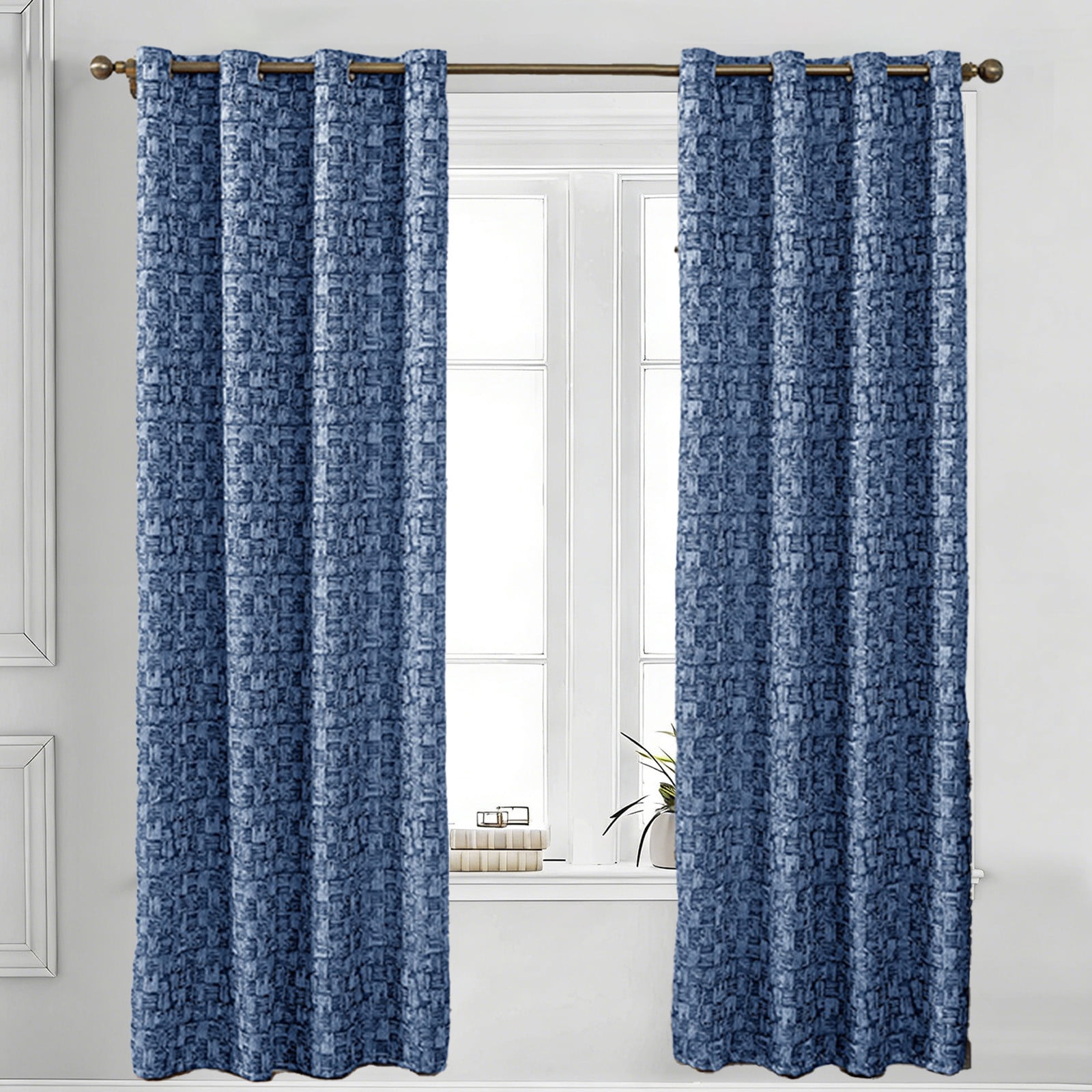 Blackout Jacquard Curtains, Thick Textured Polyester Fabric, Large ...