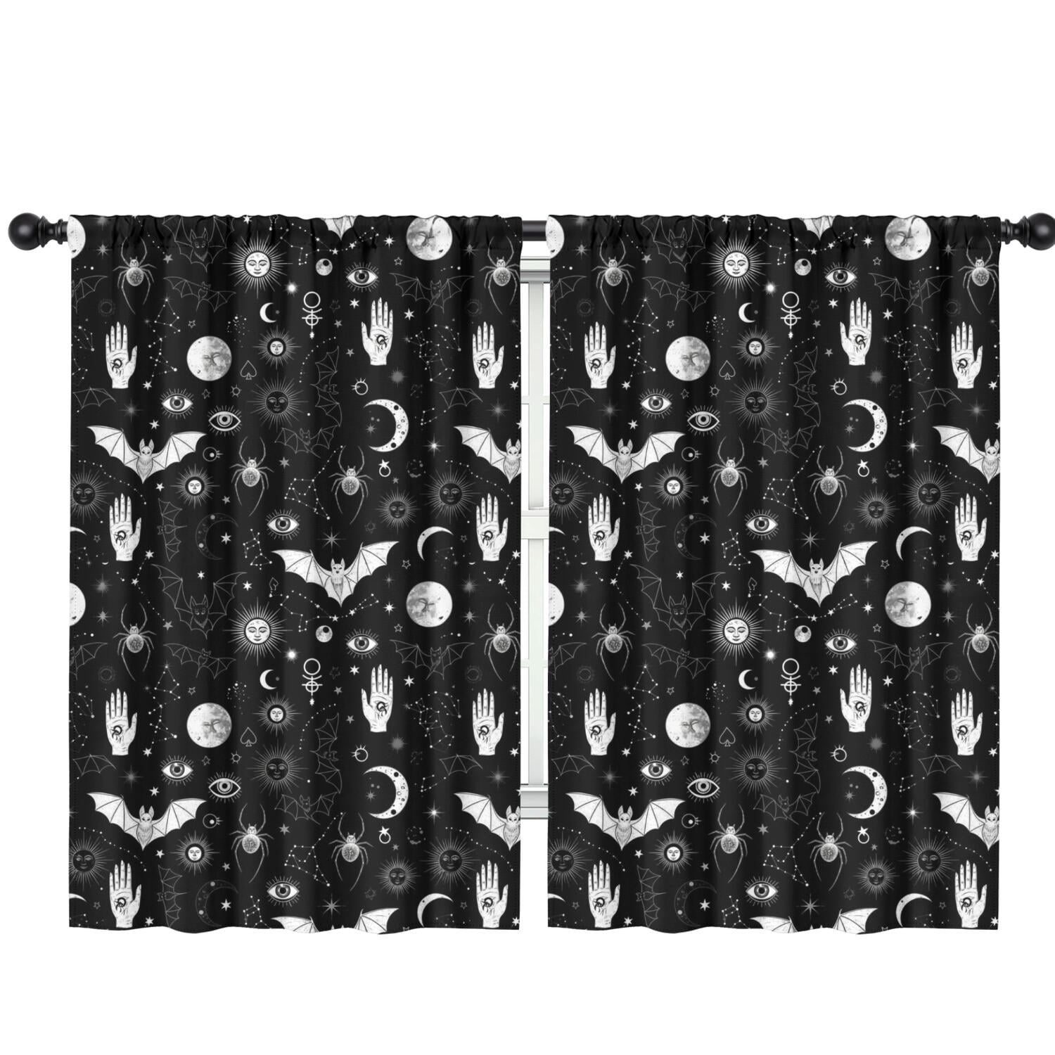 Blackout Kids Curtains,Bat and Sun Gothic Pattern Children's Insulated ...