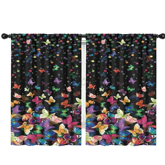 Blackout Kids Curtains,Black Colorful Dot Butterfly Pattern Childrens ...