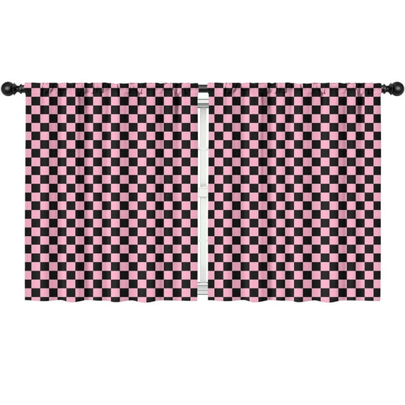 Blackout Kids Curtains,Black and Pink Checkerboard Pattern Childrens ...
