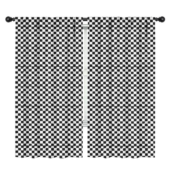 Blackout Kids Curtains,Black and White Small Checkered Pattern ...