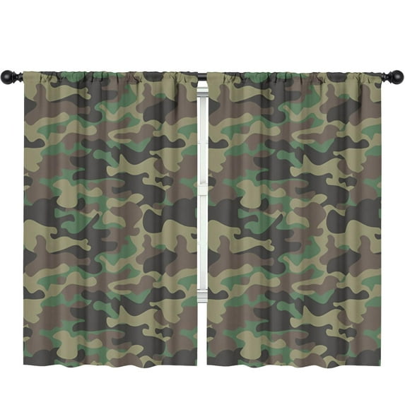 Blackout Kids Curtains,Blue Camo Wavy Shapes Pattern Childrens ...