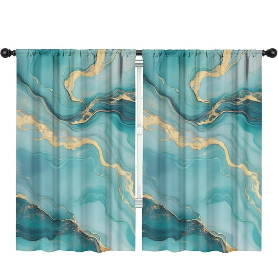 Blackout Kids Curtains,Blue Gold Marble Pattern Childrens Insulated ...