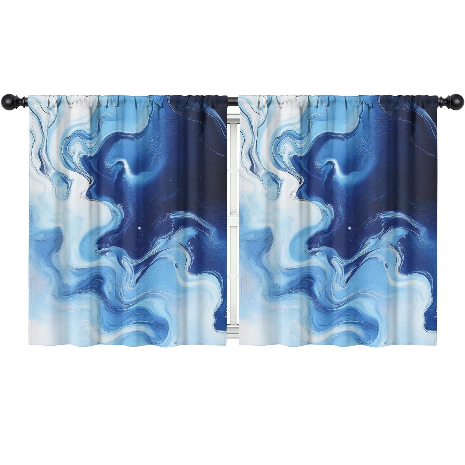 Blackout Kids Curtains,Blue Marble Flow Pattern Childrens Insulated ...