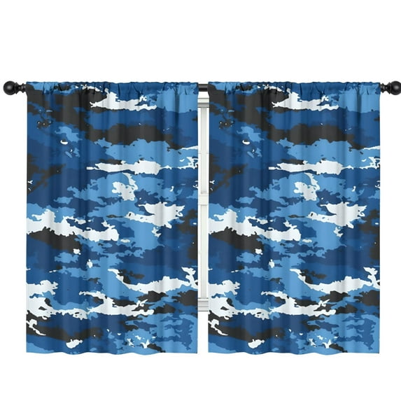Blackout Kids Curtains,Blue White Camo Digital Shapes Pattern Childrens ...
