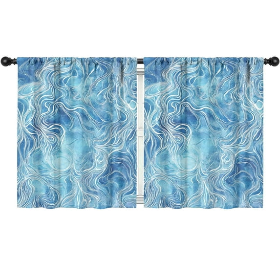 Blackout Kids Curtains,Blue White Tie Dye Wave Pattern Childrens ...