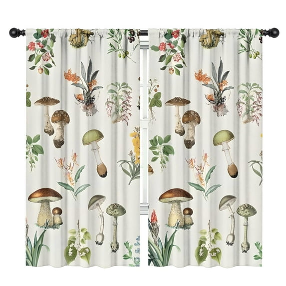 Blackout Kids Curtains,Brown Mushroom Flower Light Pattern Childrens ...