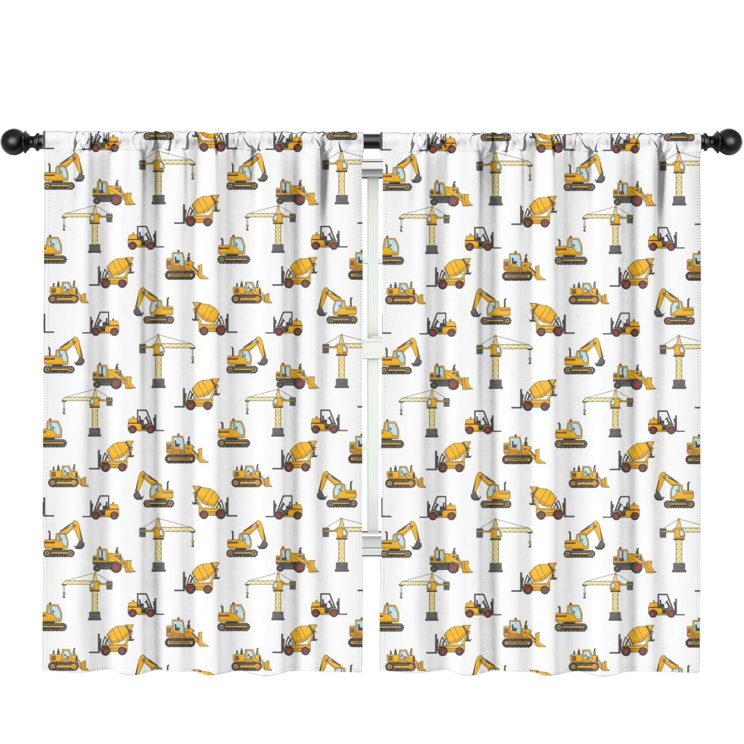 Blackout Kids Curtains,Cartoon Construction Vehicles Bulldozers ...