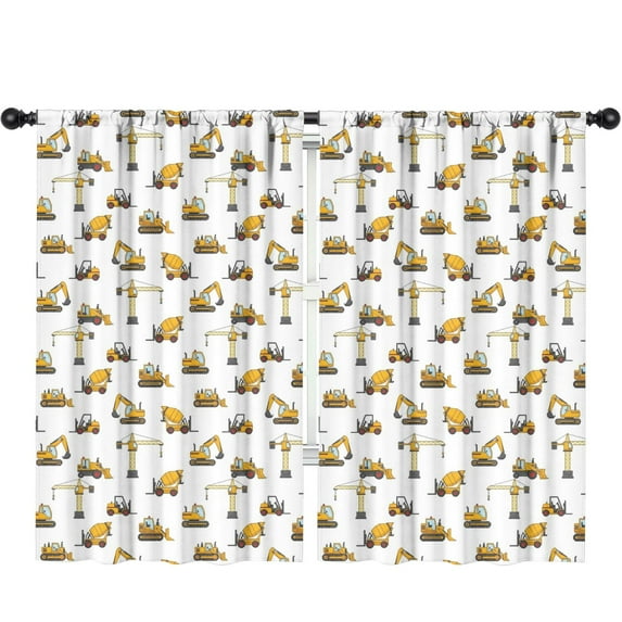 Blackout Kids Curtains,Cartoon Construction Vehicles Bulldozers ...