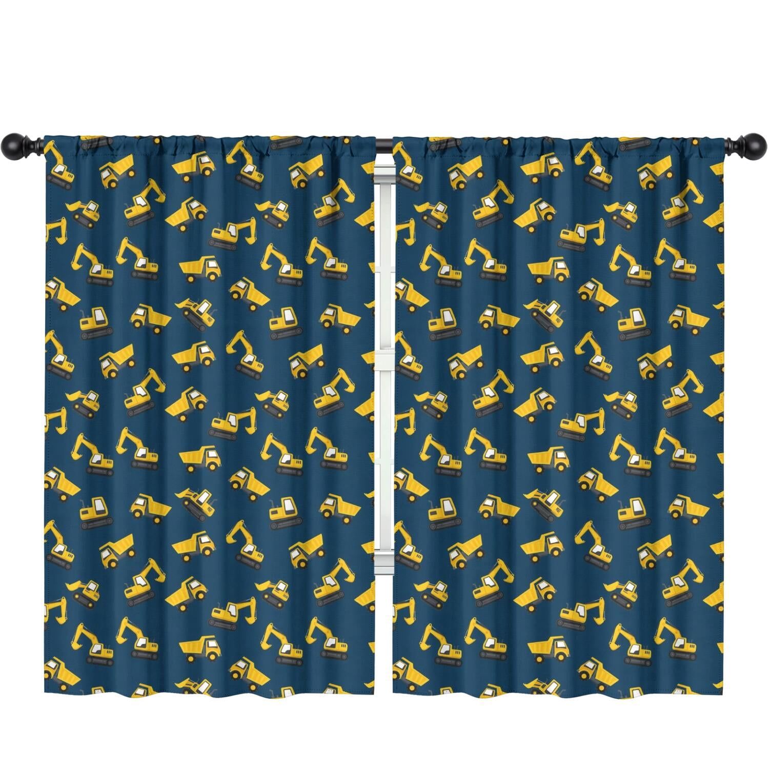 Blackout Kids Curtains,Cartoon Construction Vehicles Bulldozers ...