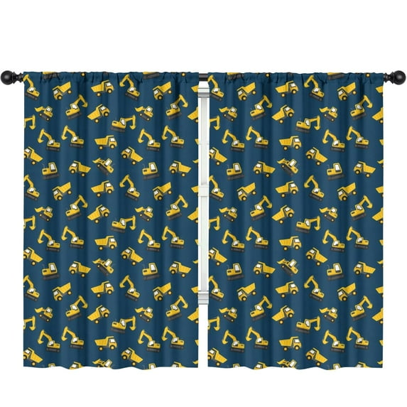 Blackout Kids Curtains,Cartoon Construction Vehicles Bulldozers ...