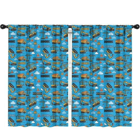 Blackout Kids Curtains,Cartoon Construction Vehicles Cranes Childrens ...