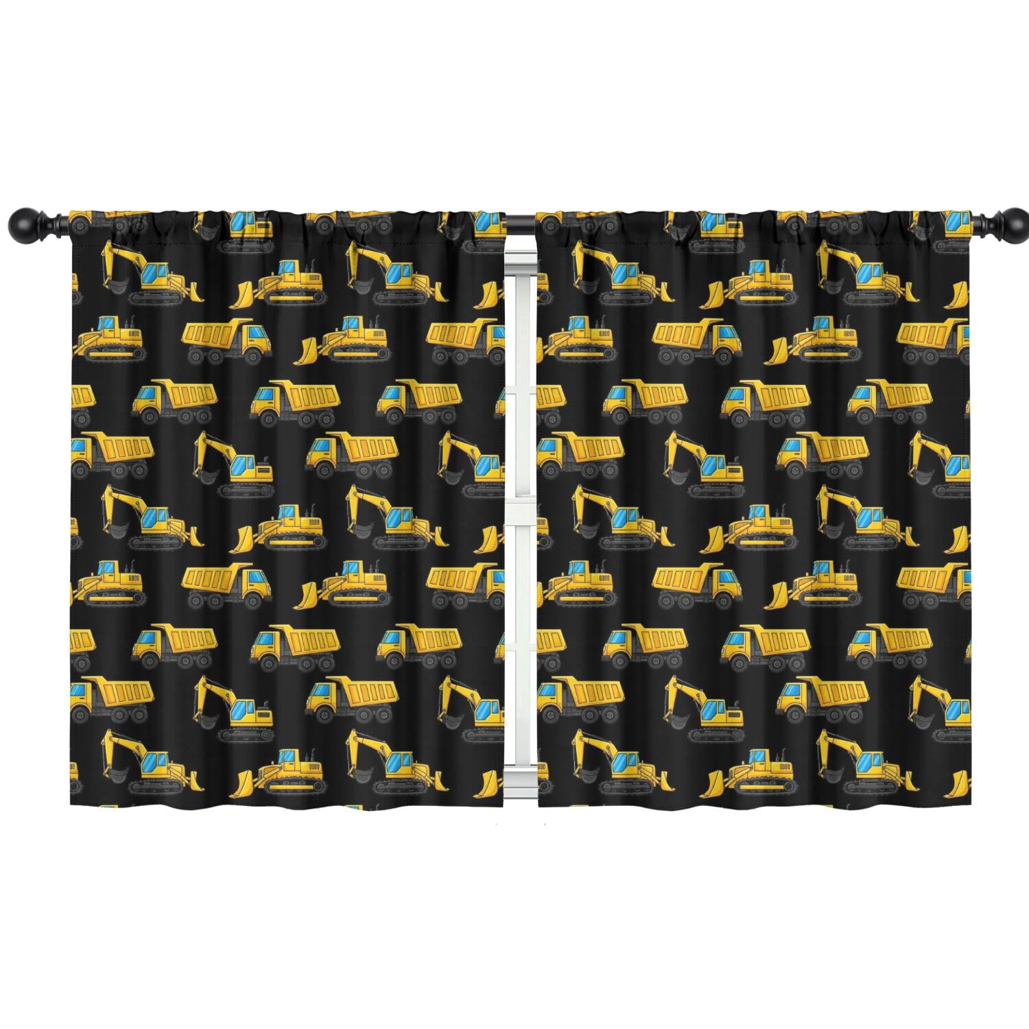 Blackout Kids Curtains,Cartoon Construction Vehicles Excavators ...
