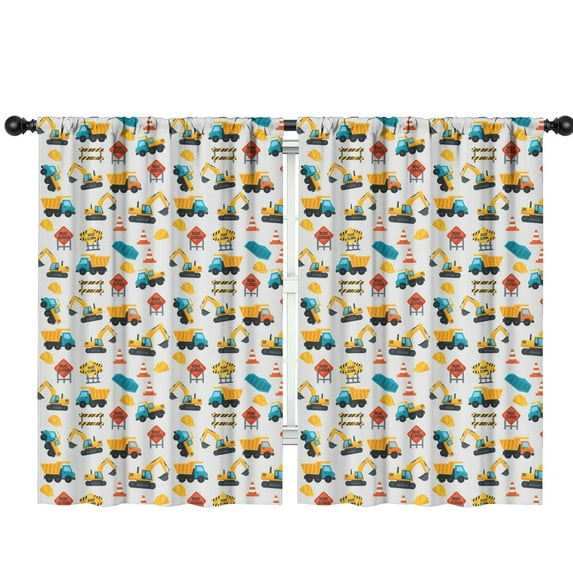 Blackout Kids Curtains,Cartoon Construction Vehicles Road Signs ...