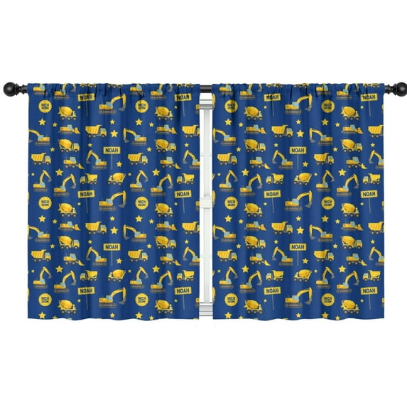Blackout Kids Curtains,Cartoon Construction Vehicles Stars Childrens ...