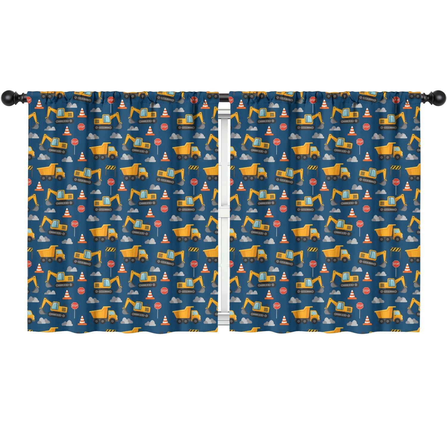 Blackout Kids Curtains,Cartoon Construction Vehicles Traffic Signs ...