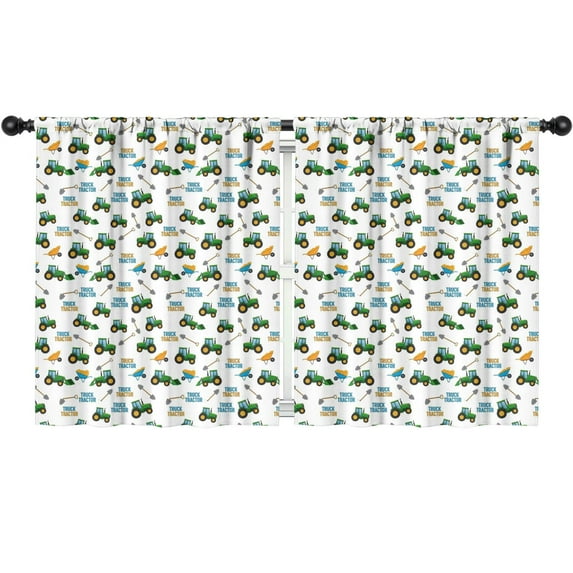 Blackout Kids Curtains,Cartoon Tractors Shovels White Pattern Childrens ...