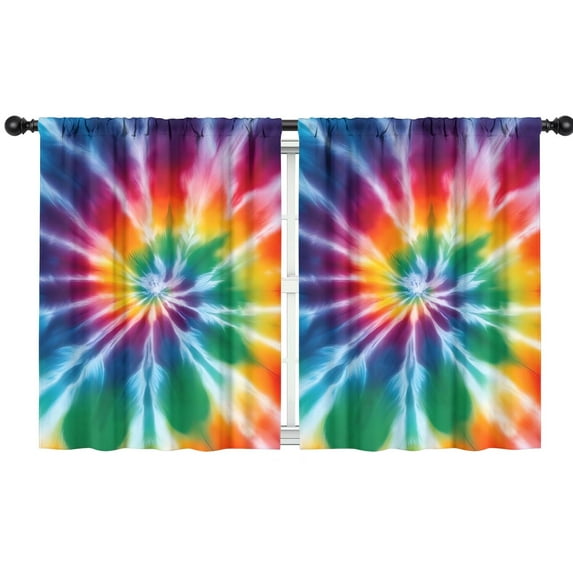 Blackout Kids Curtains,Colorful Rainbow Tie Dye Spiral Pattern ...