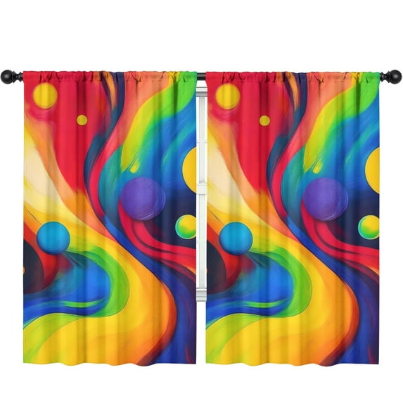 Blackout Kids Curtains,Colorful Tie Dye Wave Sphere Pattern Childrens ...