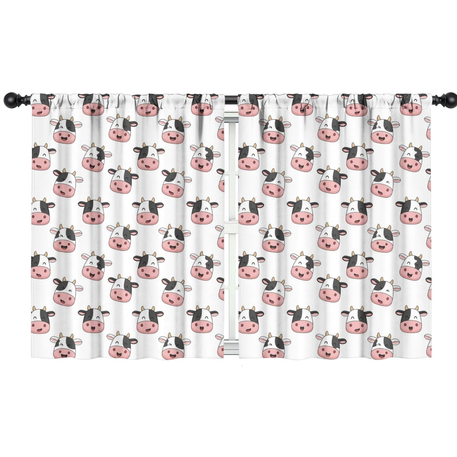 Blackout Kids Curtains,Cow and Face White Pattern Children's Insulated ...