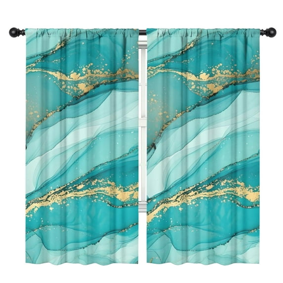 Blackout Kids Curtains,Cyan Marble Gold Spot Pattern Childrens ...