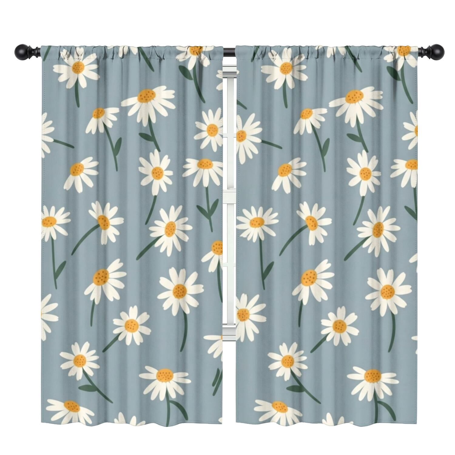 Blackout Kids Curtains,Daisy Pioneer Flower Blue Pattern Children's ...