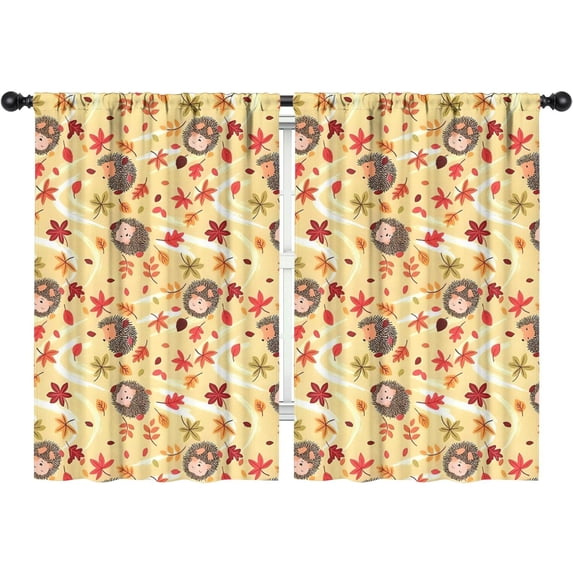Blackout Kids Curtains,Fall Hedgehog and Leaves Childrens Insulated ...