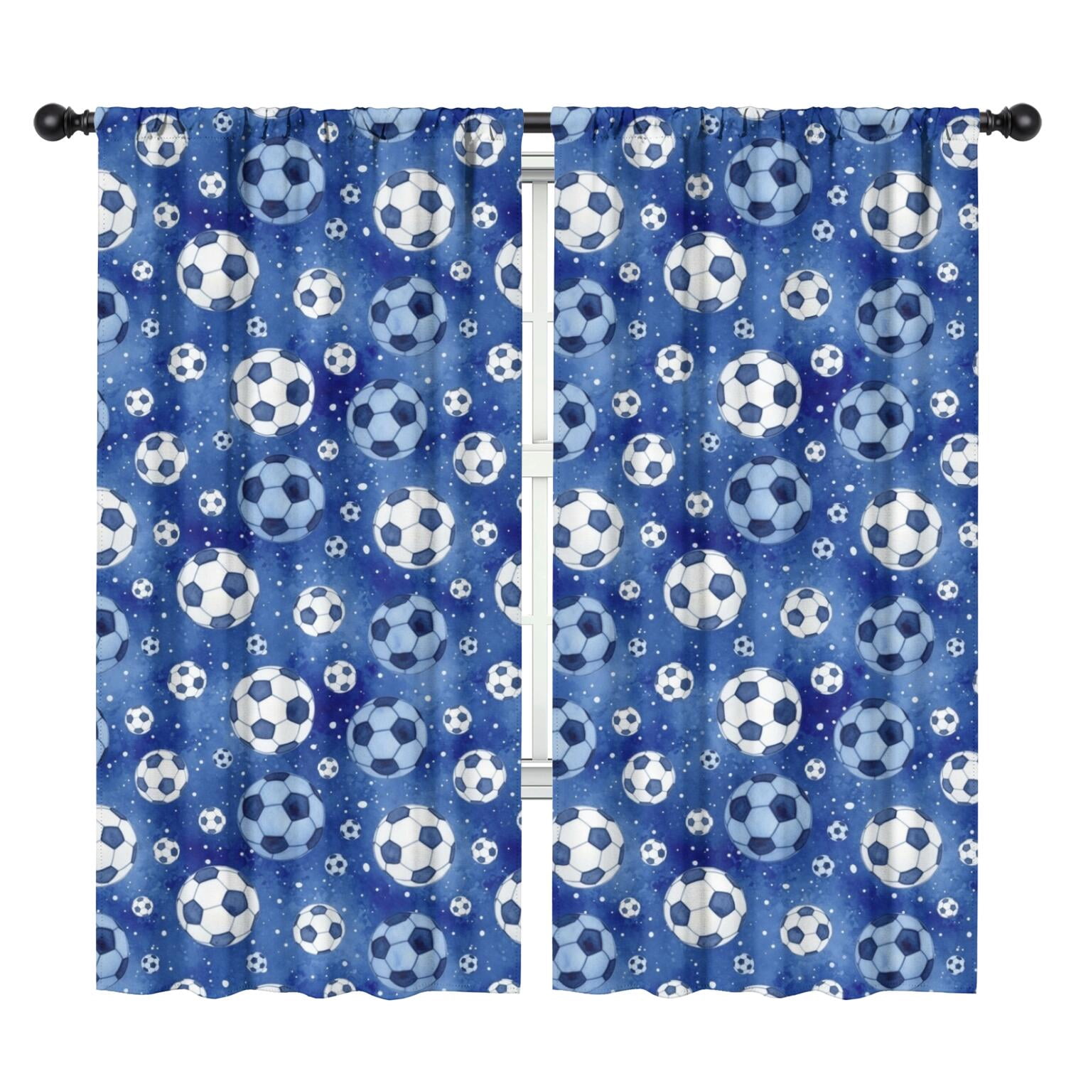 Blackout Kids Curtains,Football and Dot Brightblue Pattern Children's ...