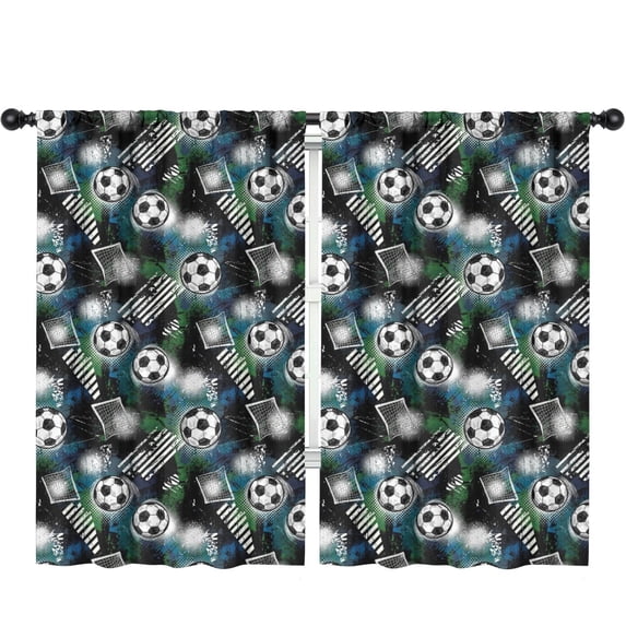 Blackout Kids Curtains,Football and Goal Green Pattern Children's ...