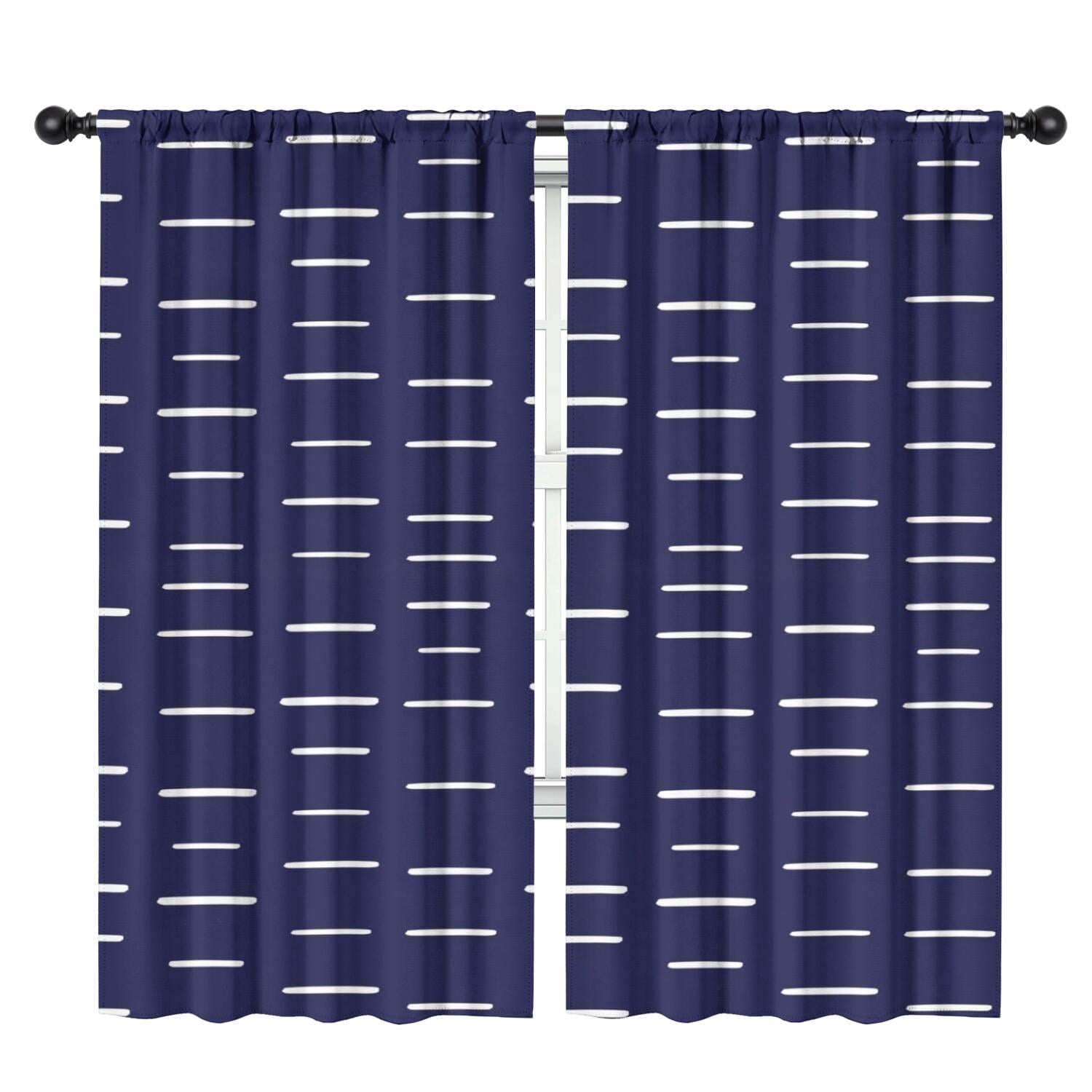 Blackout Kids Curtains,Geometric Stripe Blue Pattern Children's ...