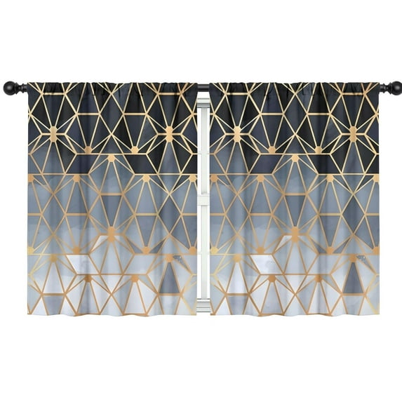 Blackout Kids Curtains,Gold Black Checkered Pattern Childrens Insulated ...