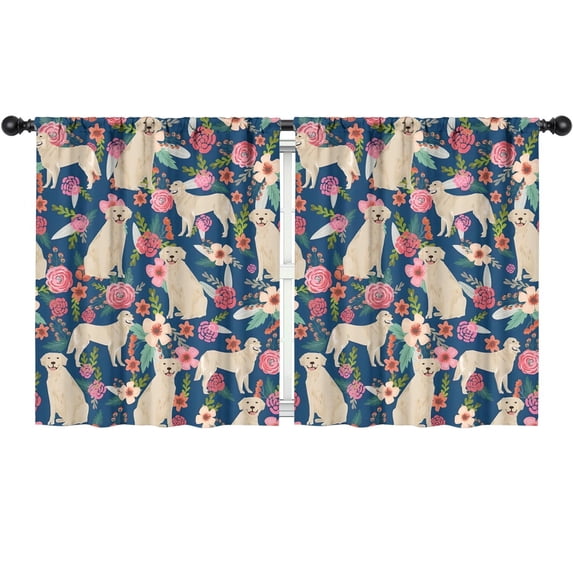 Blackout Kids Curtains,Golden Retriever Dog and Flower Childrens ...