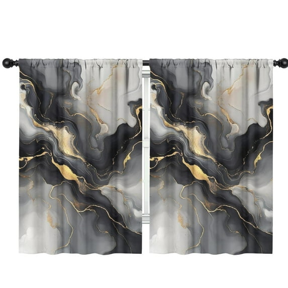 Blackout Kids Curtains,Gray Marble Gold Wave Pattern Childrens ...