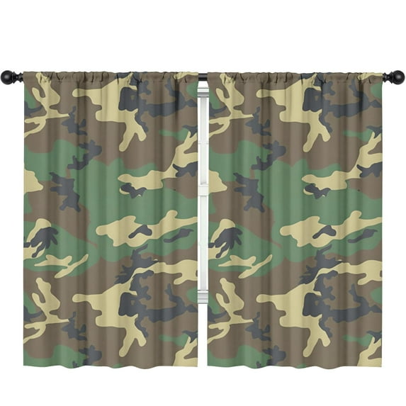 Blackout Kids Curtains,Green Brown Camo Classic Pattern Childrens ...