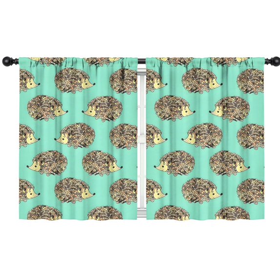 Blackout Kids Curtains,Green Hedgehog Pattern Childrens Insulated ...