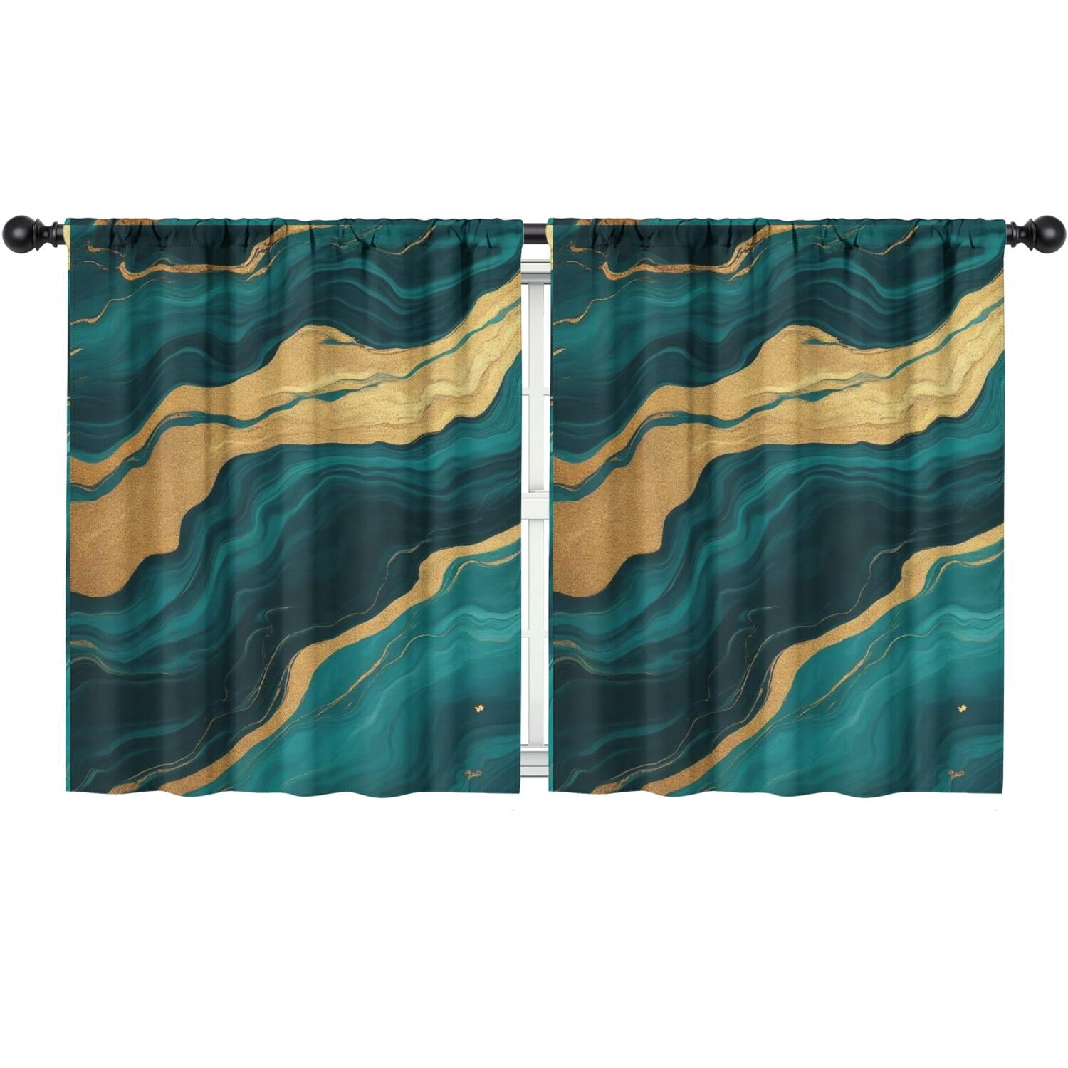 Blackout Kids Curtains,Green and Gold Marble Pattern Children's ...