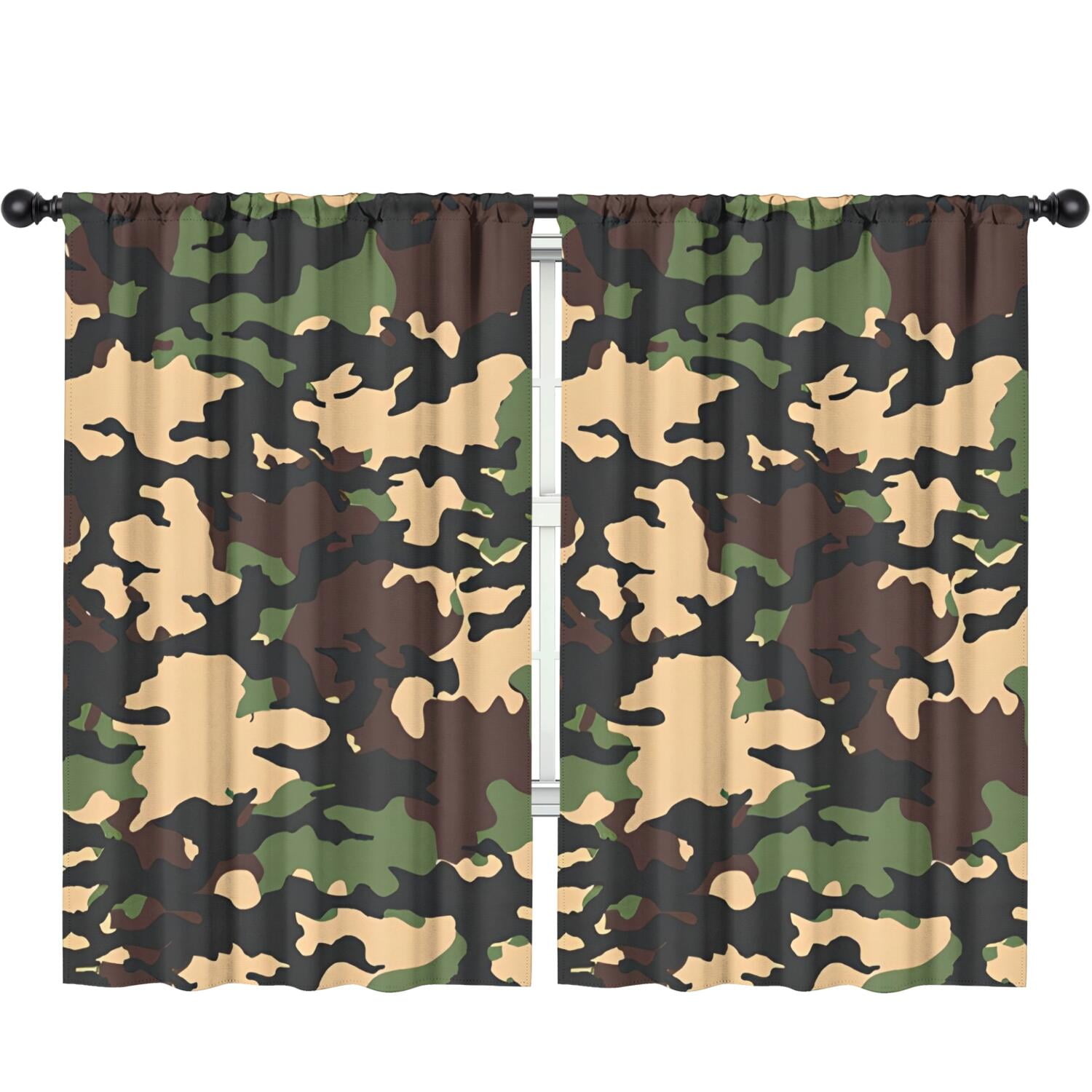 Blackout Kids Curtains,Jungle Camo Irregular Shapes Pattern Childrens ...