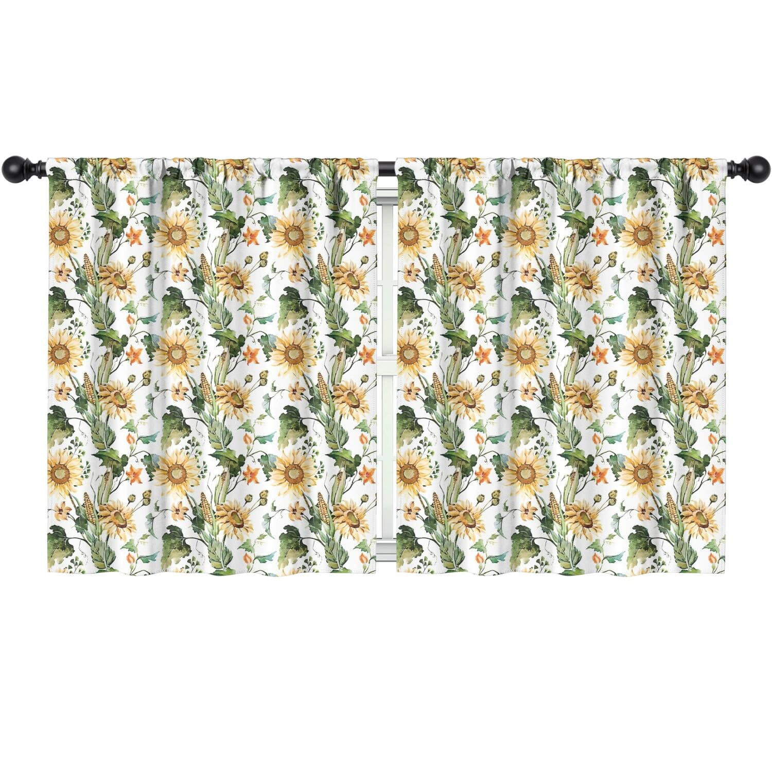 Blackout Kids Curtains,Leaf Orange Flower Corn Sunflower Pattern ...