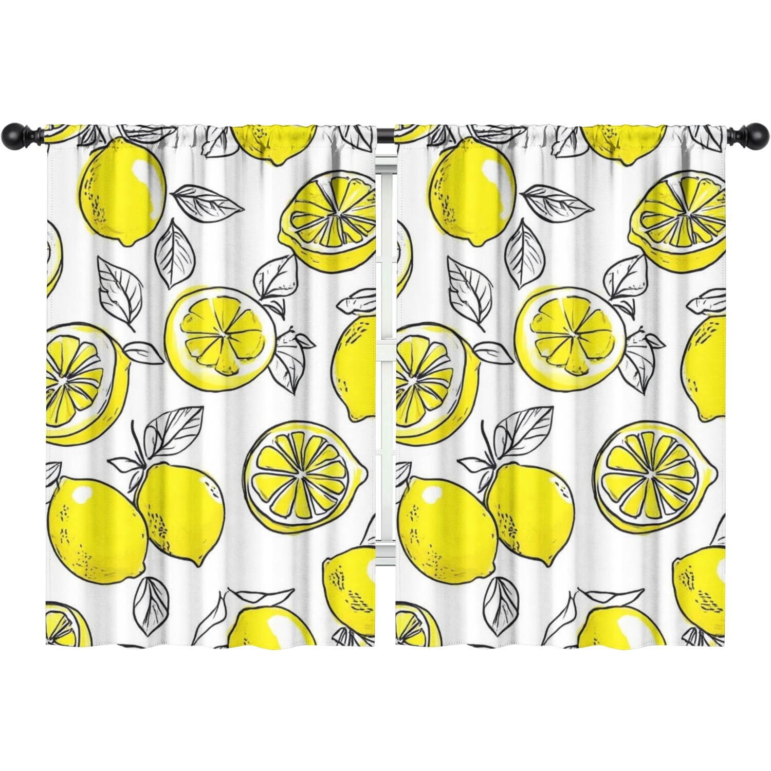 Blackout Kids Curtains,Lemon Childrens Insulated Curtains Set Of 2 ...