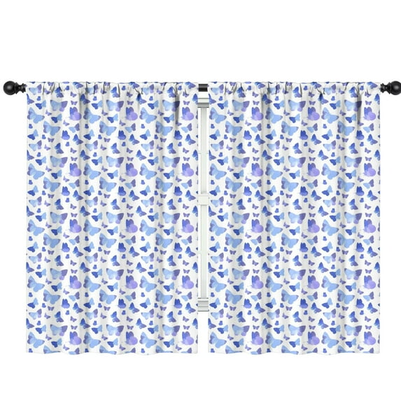 Blackout Kids Curtains,Light Blue Butterfly Purple Pattern Childrens ...