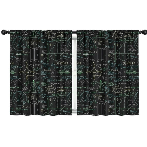Blackout Kids Curtains,Math Equations 3D Shapes Black Pattern Childrens Insulated Curtains Set ...